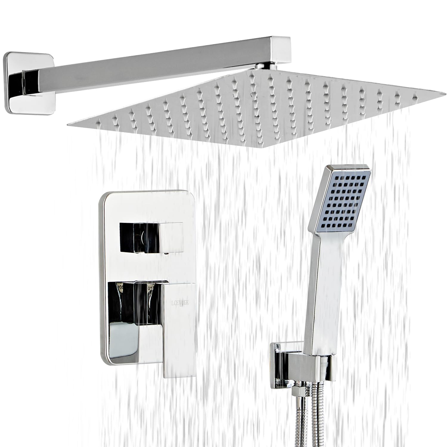 LCEVCGK Shower Head - Shower Faucet Set Square Shower Combo System with 8'' Rainfall Shower Head ...