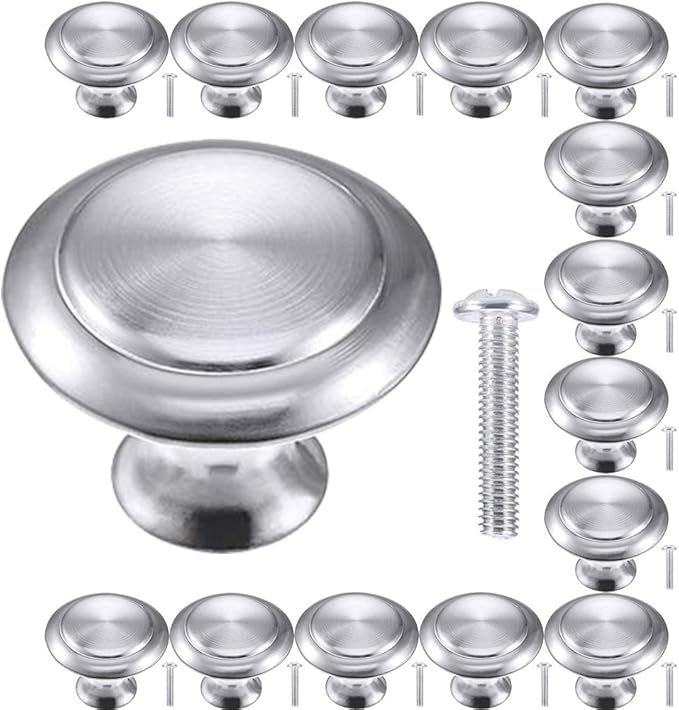 BETOY 15 pomelli rotondi a forma di fungo in acciaio inox, per cassetti ...