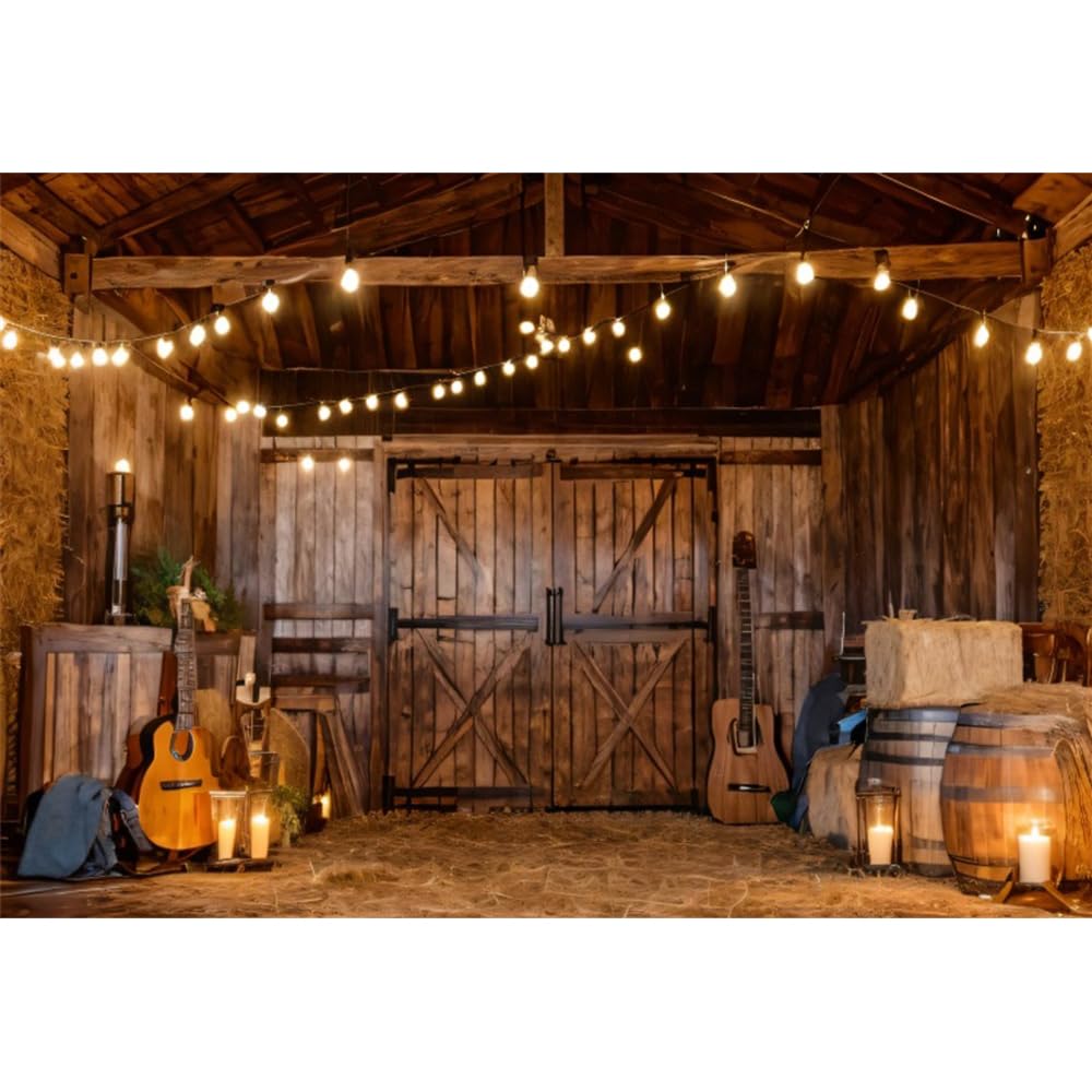 OFILA West Farm Barn Backdrop 12x8ft Fabric Rustic Birthday Party ...