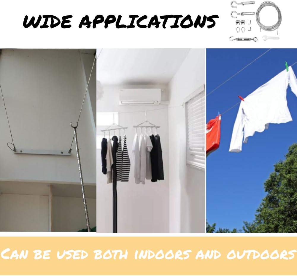 Outdoor Clothesline Kit, Waterproof Anti-sag Clothes Rope Line, Heavy ...