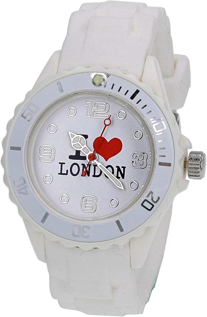 Citron Ladies White Dial 'I Love London' Fashion Rubber White Strap ...