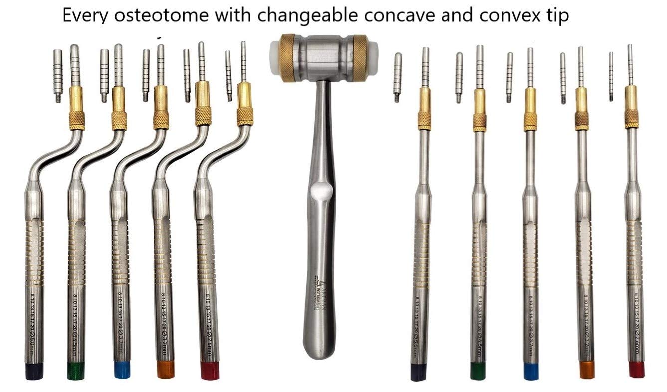 Amazon.com: Osteotomes 21 pcs Concave & Convex Changeable Screw Tips ...
