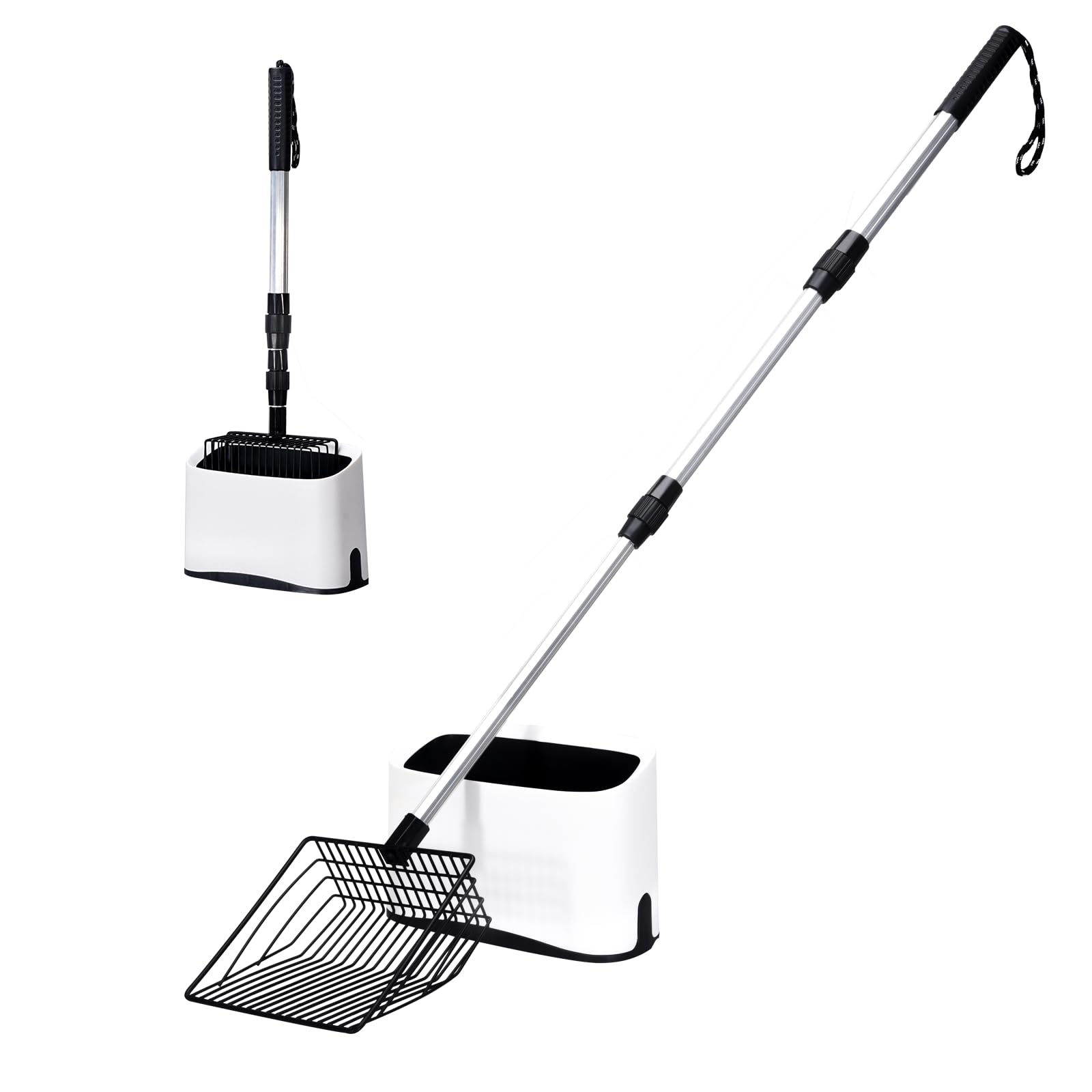Metal Cat Litter Scoop with Holder, 22 " - 41 " Extendable Long Handle ...