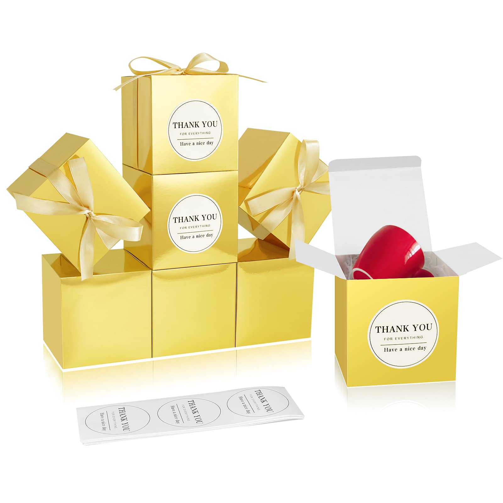 COTOPHER Small Gift Boxes 100 Pack 4x4x4 inches Pink Gift Boxes with ...