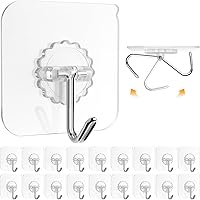 Amazon.com: Wall Hooks 20lb(Max) Transparent Reusable Seamless Hooks ...