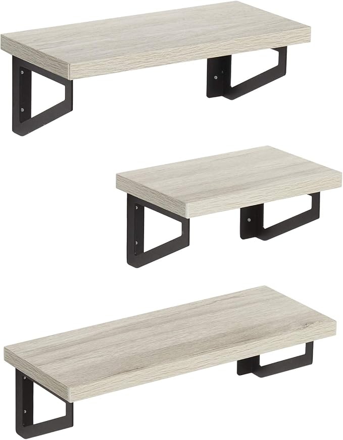 Americanflat Driftwood Floating Shelves Set of 3 - Composite Wood Wall ...