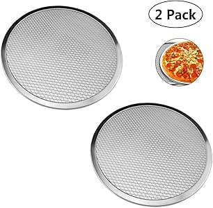 Pizza Pan with Holes, Carbon Steel Perforated Non-Stick Tray Tool ...