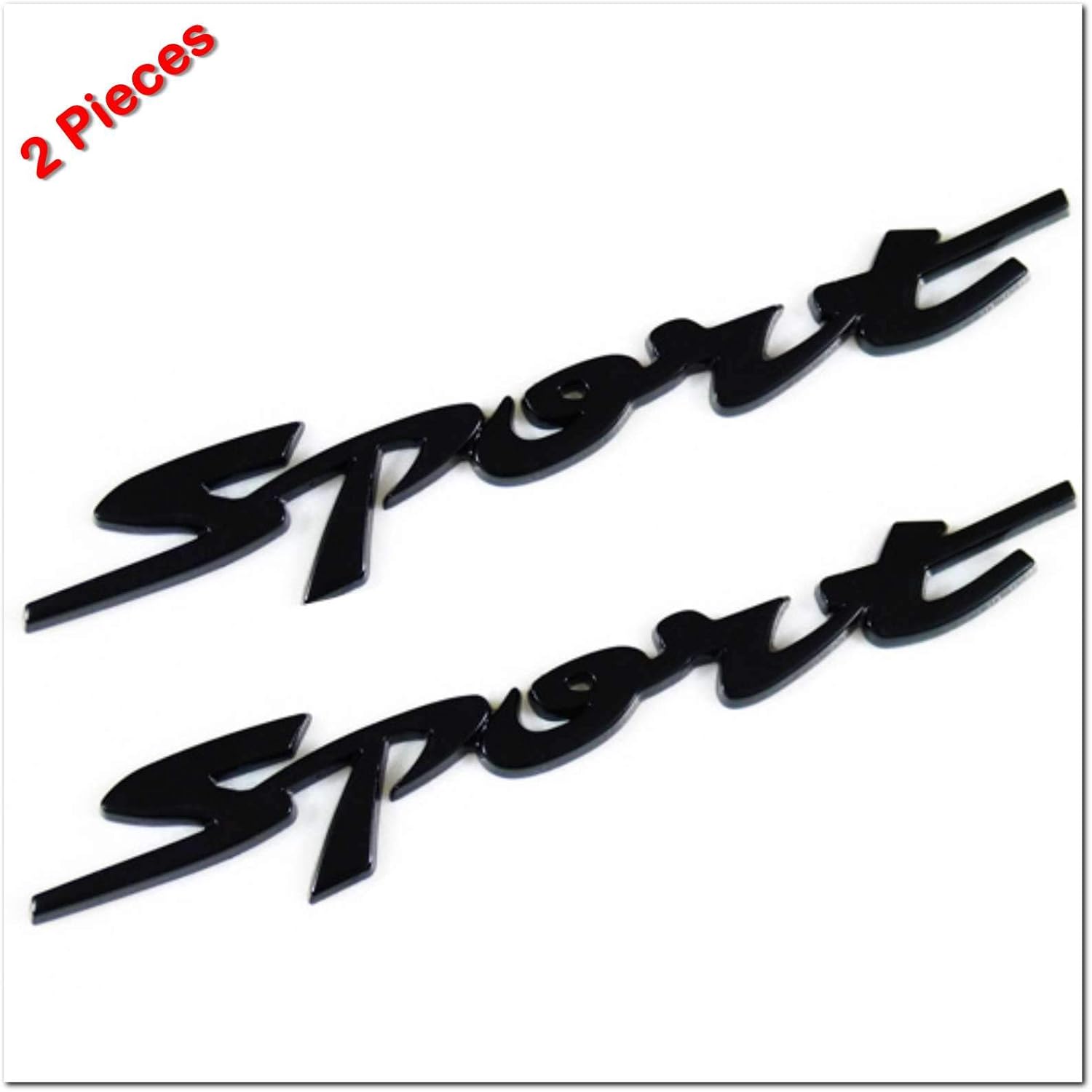 2 Pieces Sport Black Cursive Badge Emblem Logo 3D Car Auto Swap Trunk ...