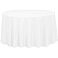 Amazon.com: LinenTablecloth 132-Inch Round Polyester Tablecloth White ...