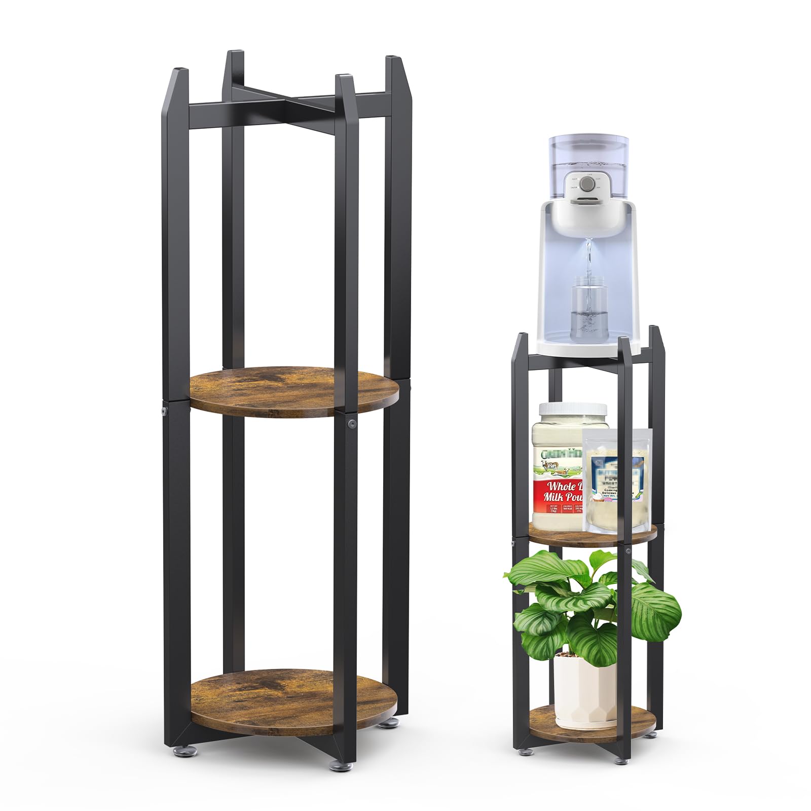FRONDENT Water Dispenser Stand, 34" Stable Water Jug Stand with 2 Round ...