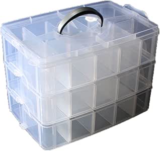 Amazon.com: MicroMall 3 Layers 30 Compartments Plastic Stackable Clear Containers Multi ...