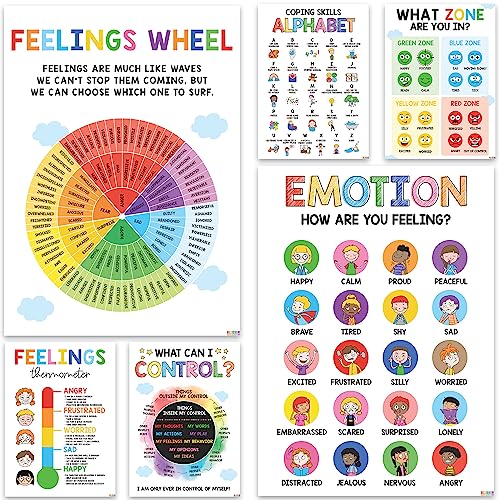 BEAWART 6 Calming Corner Classroom Posters, Feelings Wheel Chart ...