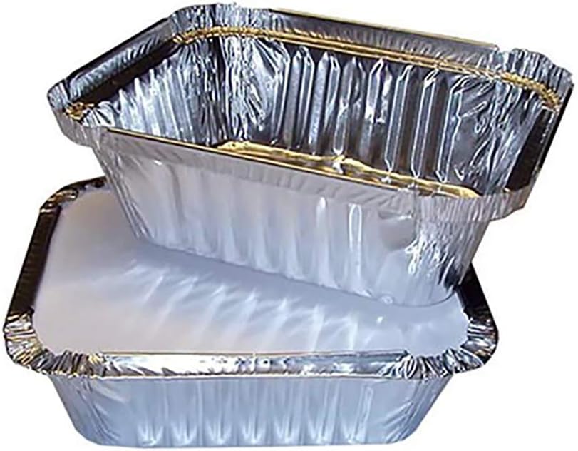 G&S PACKING UK LTD 50 x Silver Foil Food Trays/Dishes/Containers & Lids ...
