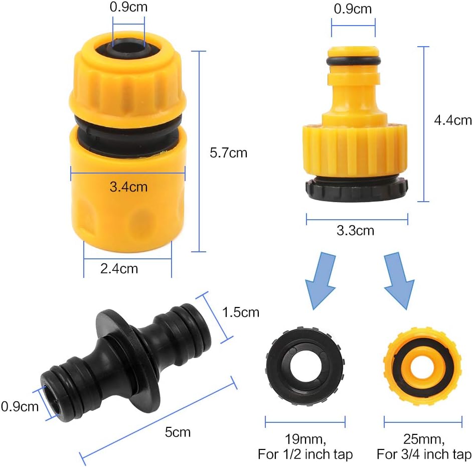 Chudian 20 Pieces Garden Hose Connector Set, Plastic Tap Connector Hose End Connector Double ...