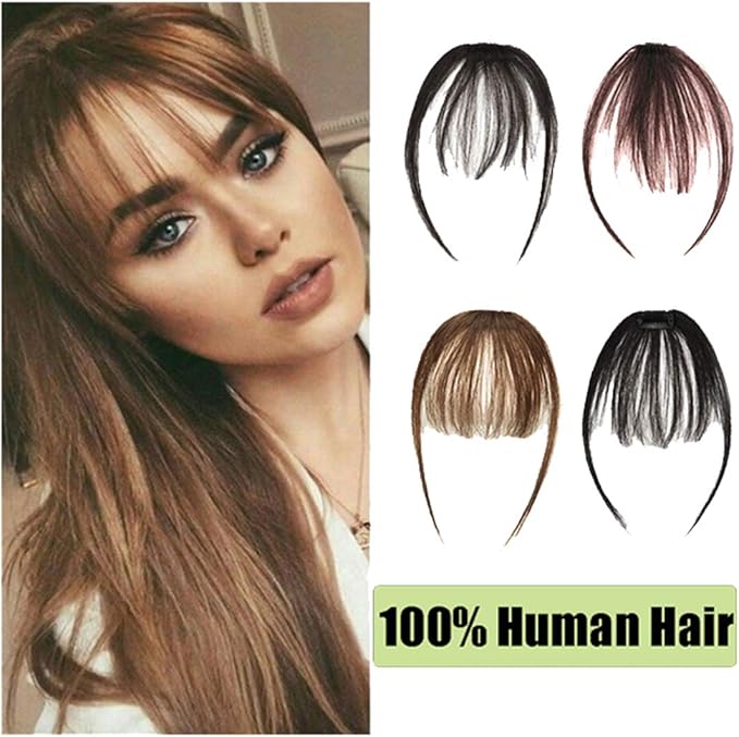 Clip In Real Hair Bangs Fringe 100% Human Hair Thin Neat Air Bangs With ...