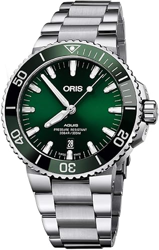 Oris Aquis Date Green Dial 43.5mm Steel Men's Watch - Reference: 01 733 ...