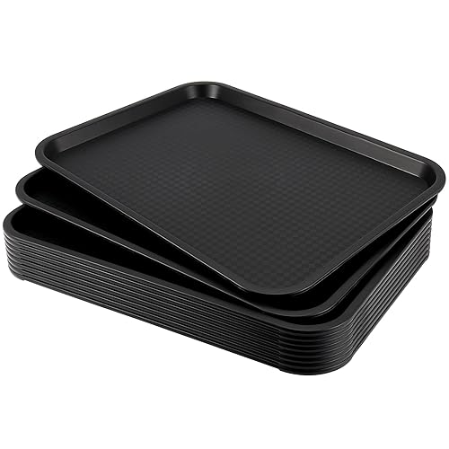 HEIHAK 10 Pack Plastic Fast Food Tray, 16 x 12 Inch Plastic Cafeteria ...