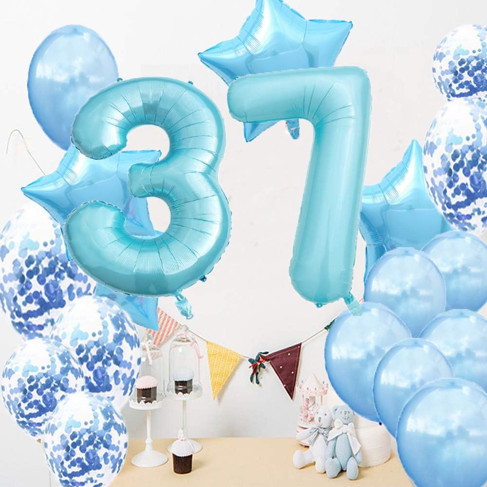 37th Birthday Decorations Party Supplies,37th Birthday Balloons Blue ...