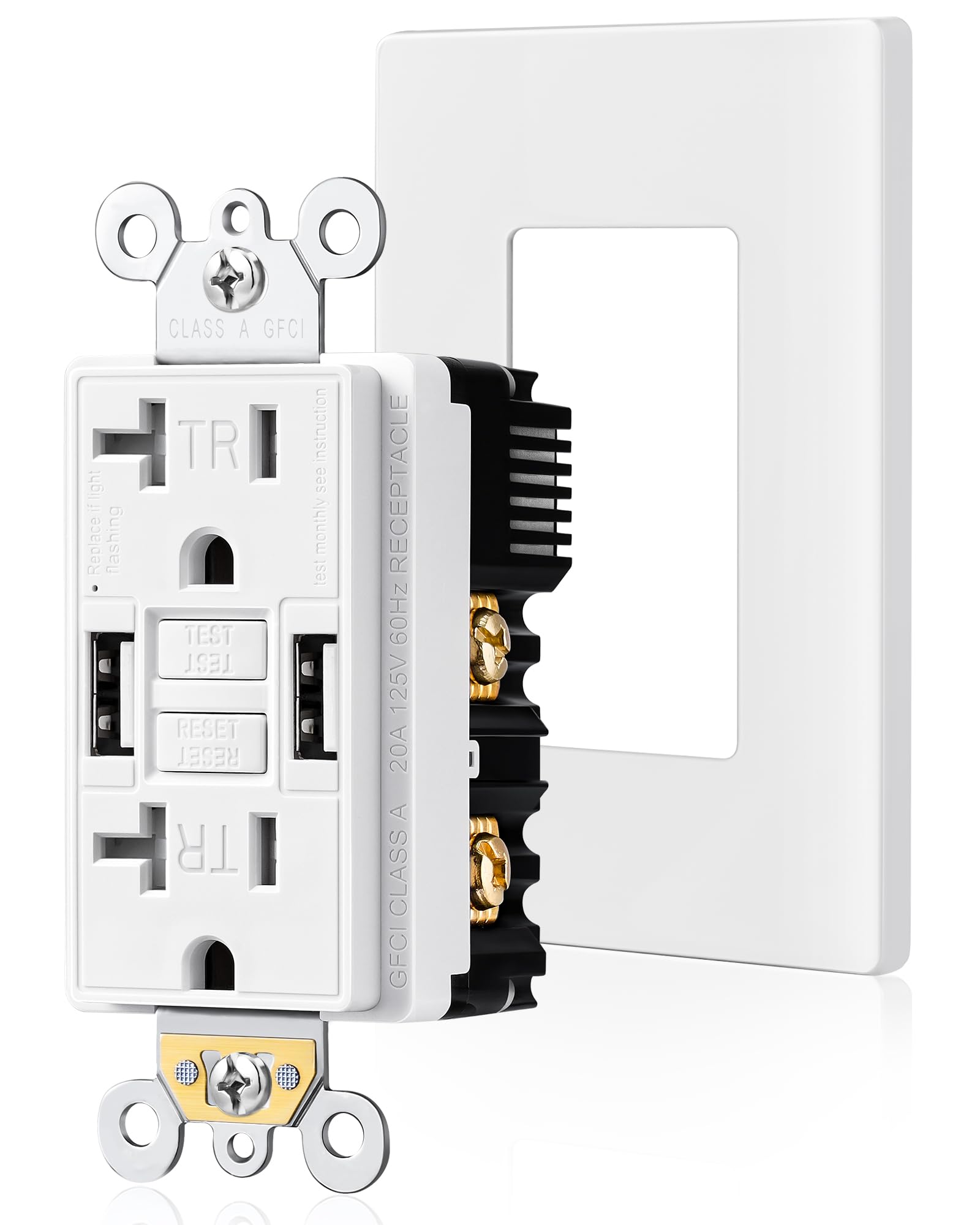SURAIELEC 20 Amp GFCI Outlet with Dual USB-A Ports, Self-Test GFCI ...