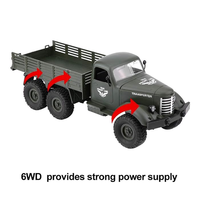 Buy RC Car, 1/16 Model Remote Control Six-Wheel Drive Military Truck RC ...