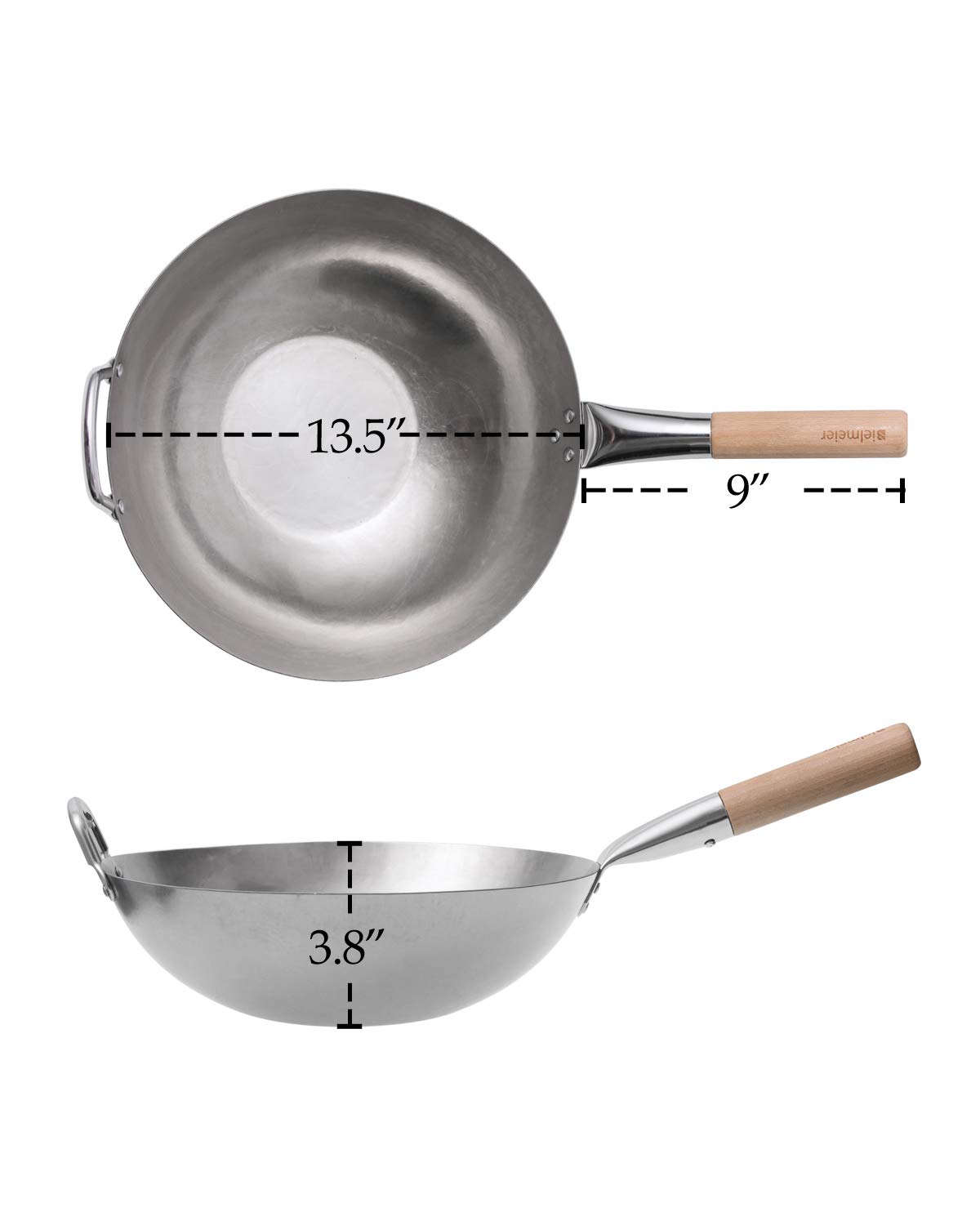 Mua BIELMEIER 13.4 inch Traditional Carbon Steel Pow Wok, Hand Hammered ...