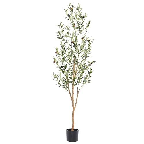 Bellacat Faux Olive Tree 5ft，Olive Trees Artificial Indoor with Natural ...