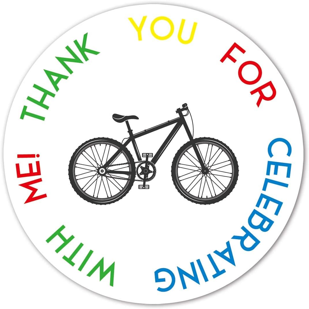 Bike Party Thank You Stickers, 40-Pack-2" Bicycle Sports Birthday Favor ...
