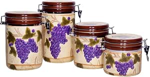 Amazon.com: 4 Piece Tuscan Grape Canister Set: Canisters Sets For The ...