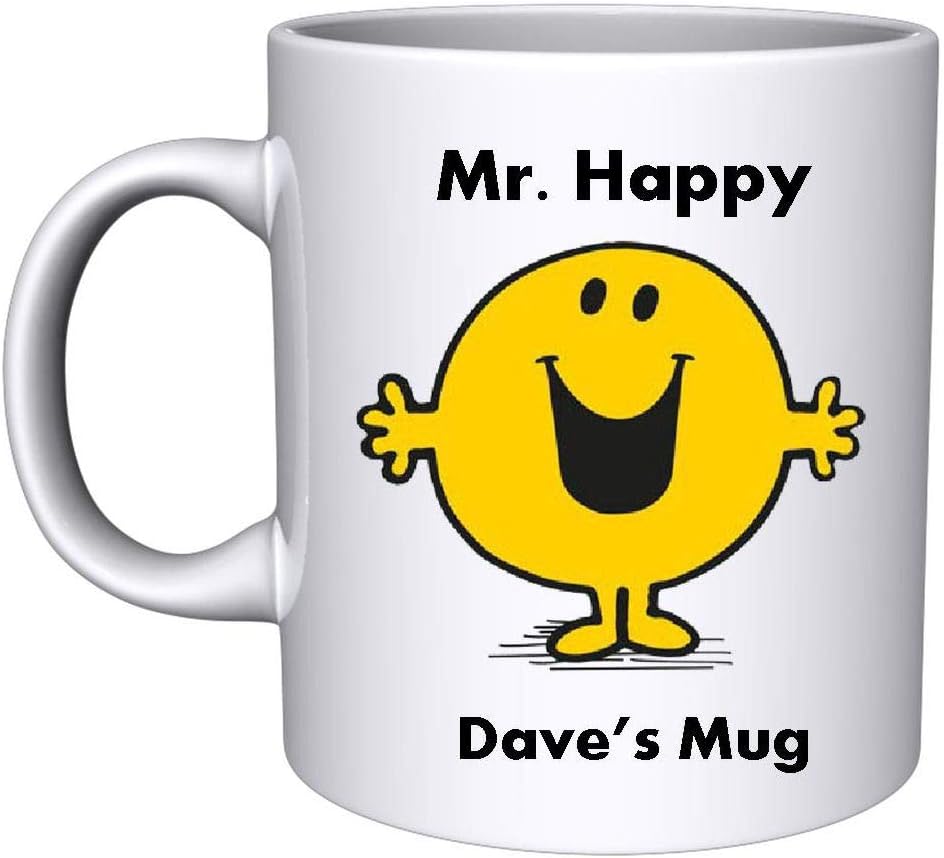 Personalised Mr Happy Mug: Amazon.co.uk: Kitchen & Home
