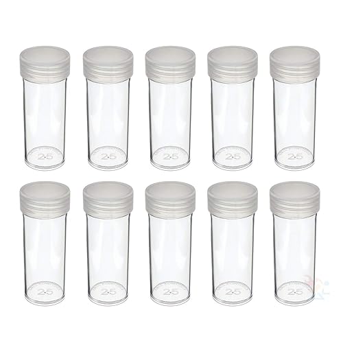 Edgar Marcus (10) Round Clear Plastic (Quarter) Size Coin Storage Tube ...