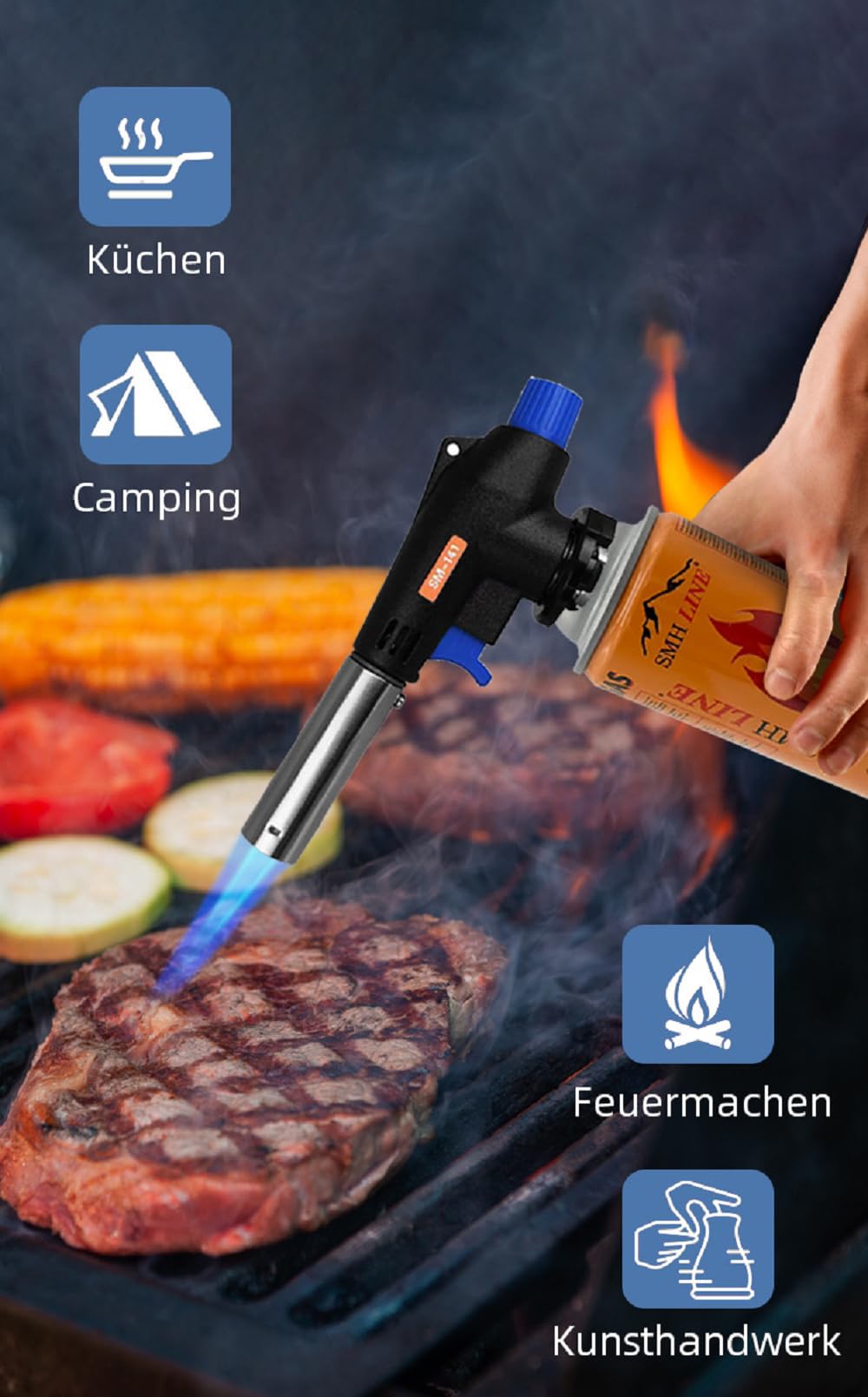 Mua SMH LINE® Gasbrenner inkl. 4x Gaskartuschen 227g Küche Lötlampe ...