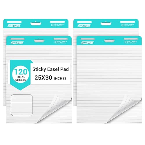 Lined Sticky Easel Pad, 25 in x 30 in,Flip Chart Paper,Sticky Chart ...