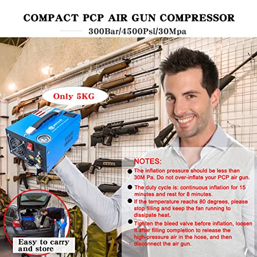 Spritech PCP Air Compressor, Portable 4500Psi/30Mpa, Water/Oil-Free ...