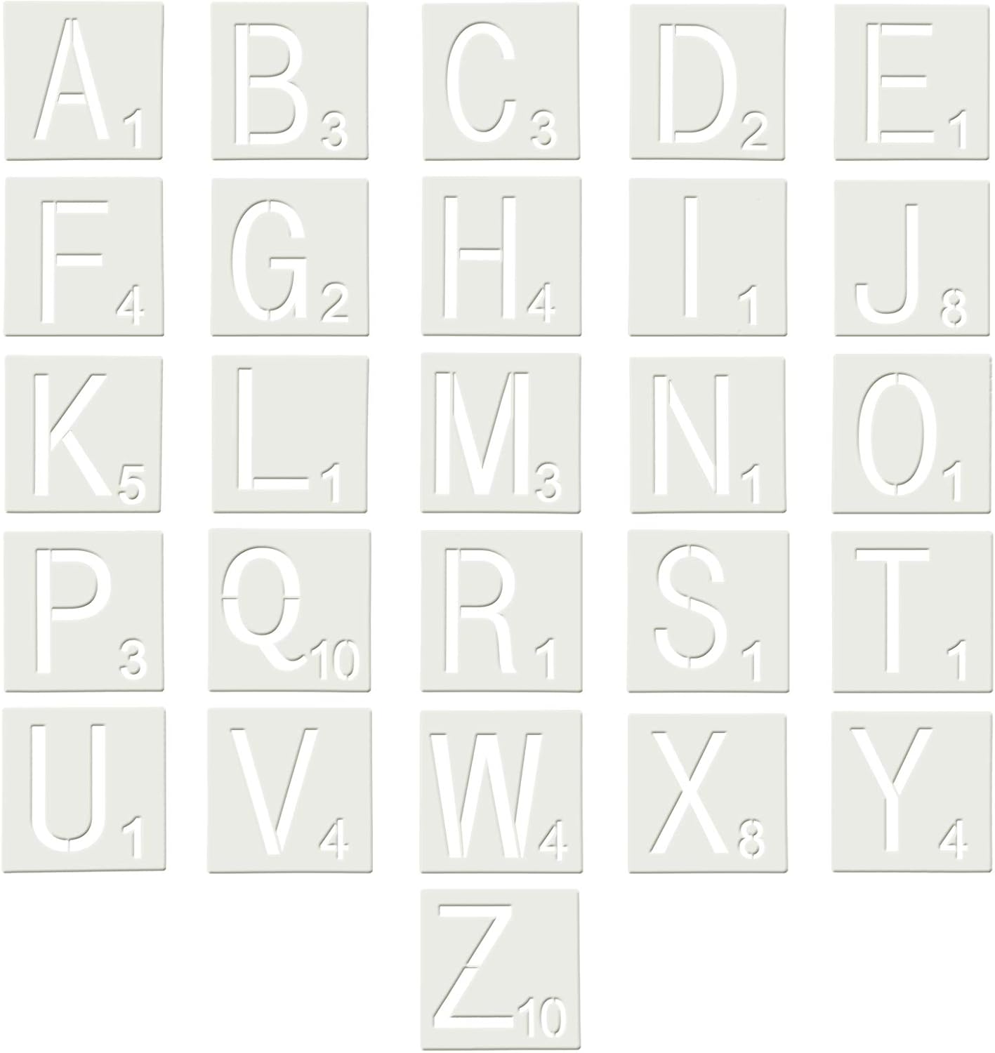 Dxhycc 78 Pieces Scrabble Letters Stencil, A - Z Alphabet Stencils ...