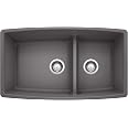 BLANCO 441474 Performa SILGRANIT 60/40 Double Bowl Undermount Low ...