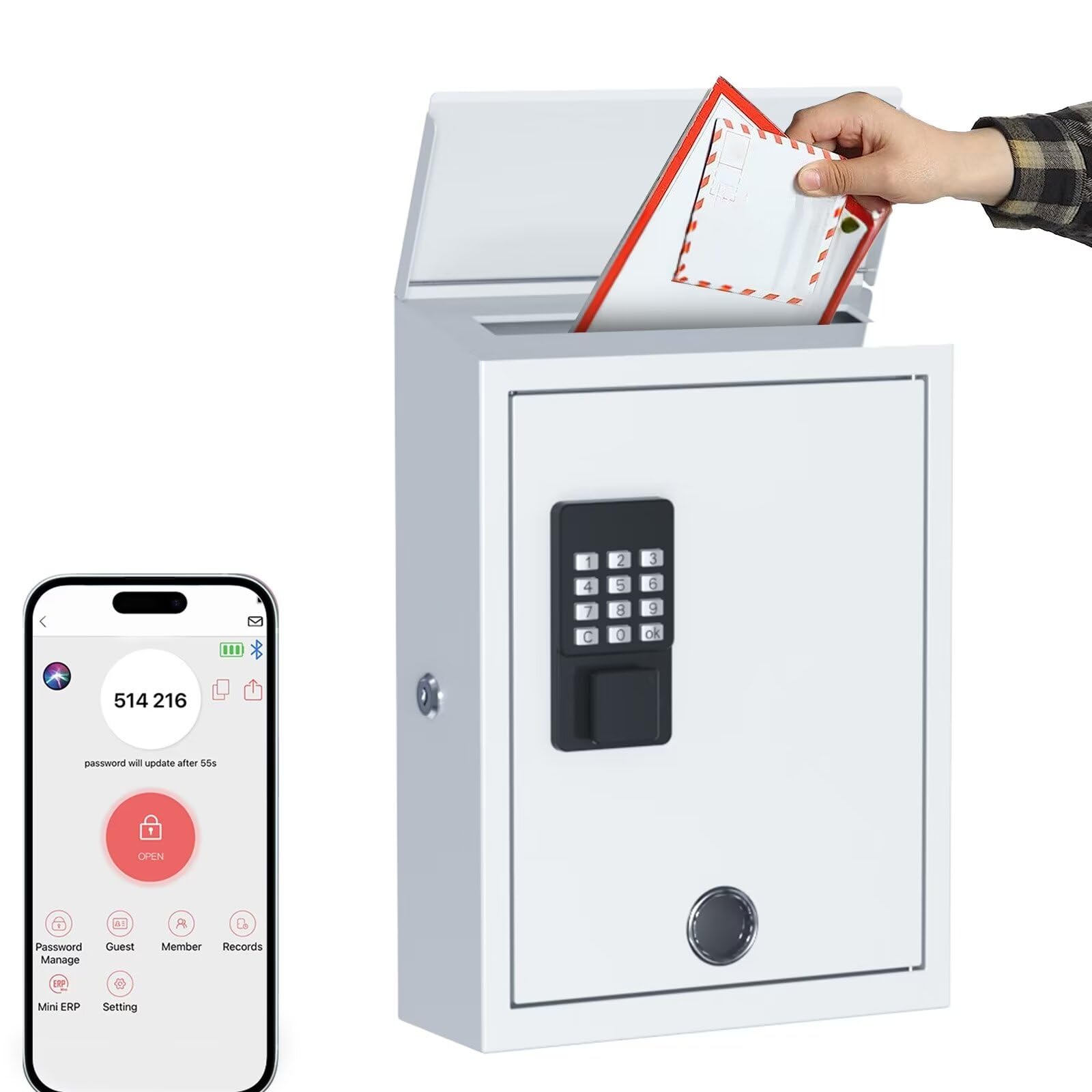 WeHere Mailbox with Electronic Lock, Wall Mount Locking MailBoxes for ...