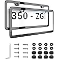Amazon.com: Deselen Gloss Black License Plate Frame, Metal Thin Stainless Steel with 2 Holes ...