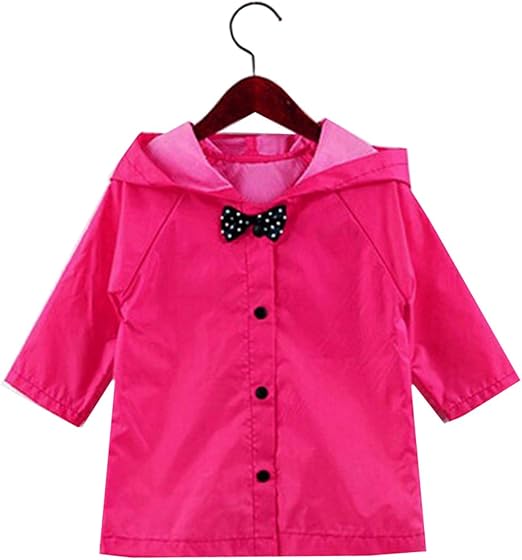 Uniuooi Princess Girls Raincoat Age 2-10 Years Old – Bow Kids Hooded ...