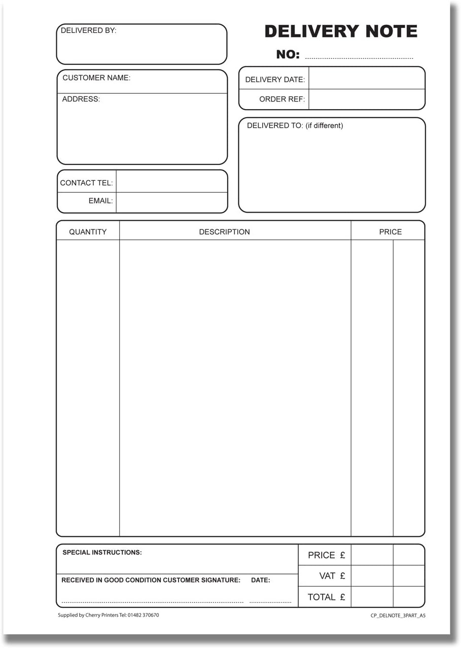 Cherry Carbonless NCR Delivery Note Triplicate Book A4 50 Sets – BigaMart