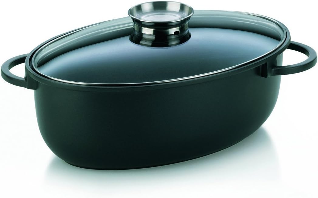 Kela 15153 cocotte à braiser ovale, fonte d'aluminium compatible induction, contenance 8 litres ...
