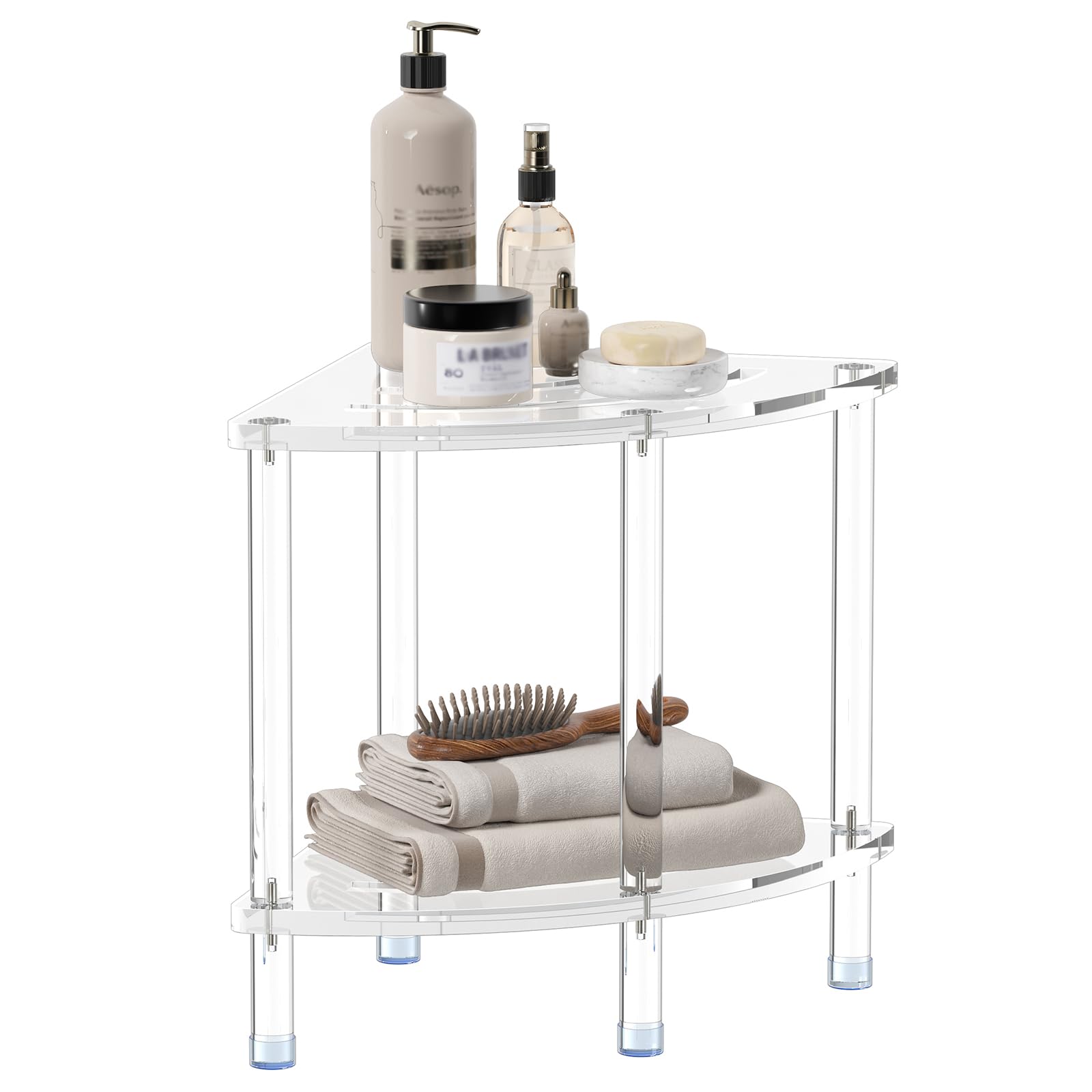 Sumerflos Acrylic Corner Shower Stool for Inside Shower - Clear Shower Bench with Storage Shelf ...