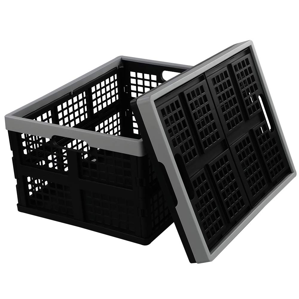 Doryh 34 Quart Plastic Storage Crates, 2-Pack Collapsible Storage ...