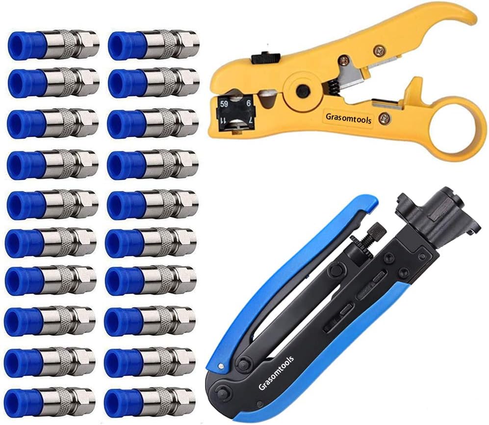 Coaxial Compression Tool Coax Cable Crimper Kit, Grasomtools F-Type ...
