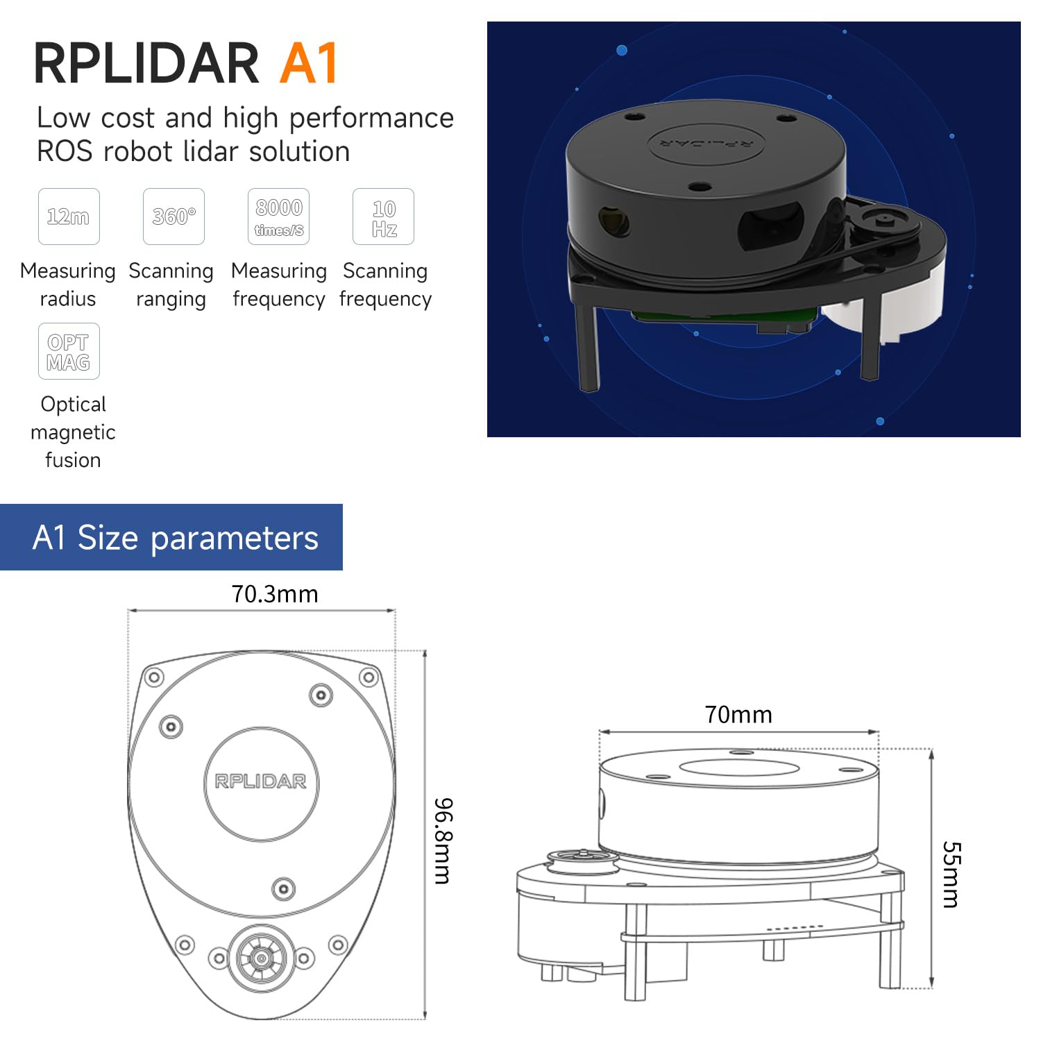 Yahboom Silan Lidar Sensor ROS Robot TOF Range Navigation 3D Scanner Laser Measurement Tool ...