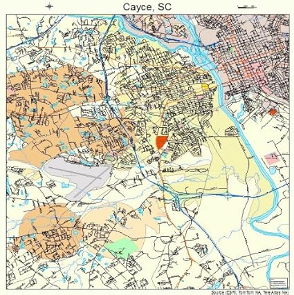 Amazon.com: Large Street & Road Map of Cayce, South Carolina SC ...
