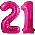 Amazon.com: Hot Pink 21 Number Balloons, 40 Inch Giant Number 21 ...