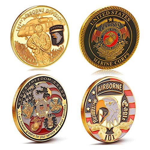 Buy Challenge Coin Collection Set - 101st Airborne, Marine Corps, Armed ...