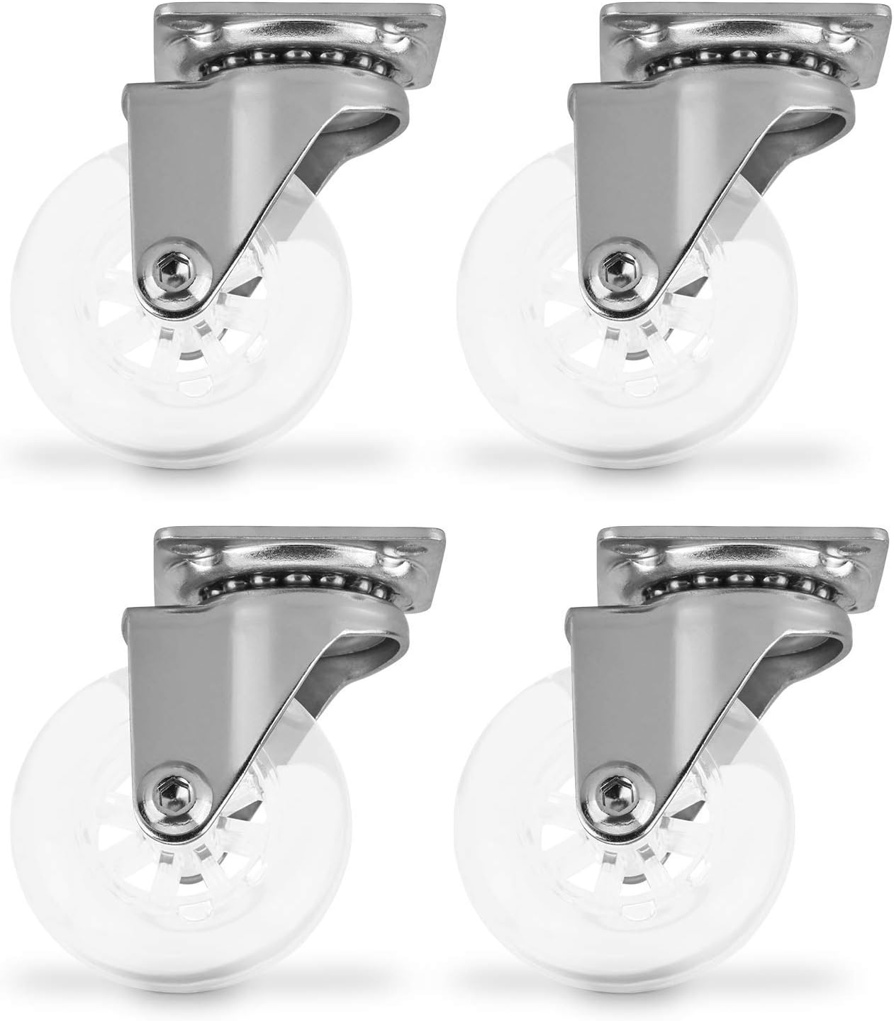 4 x Roulette pour Meubles SWIFT Ø 50 mm transparent sans Arrêt Hauteur ...