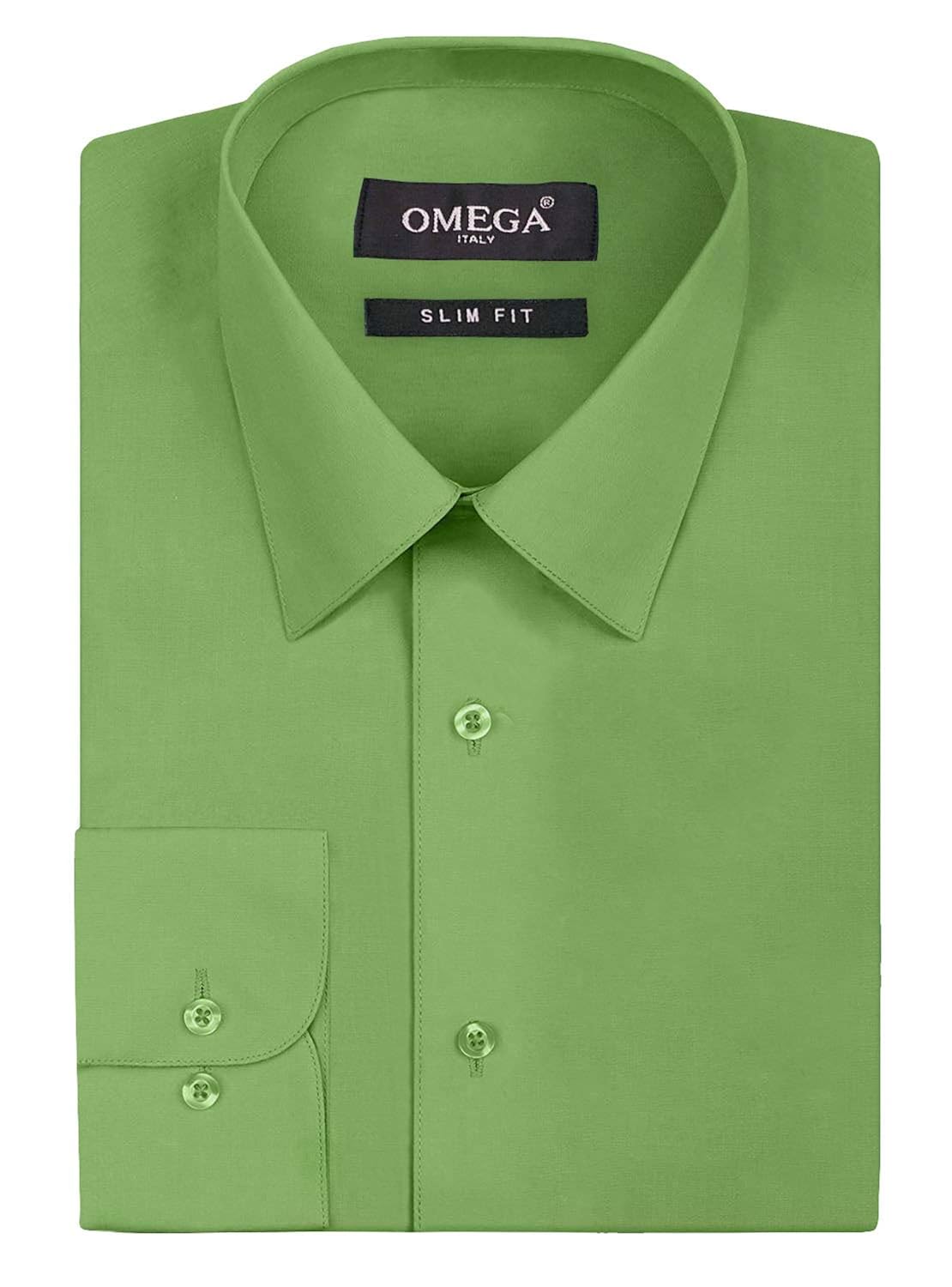 Omega Italy Men's Premium Slim Fit Button Up Long Sleeve Solid Color ...