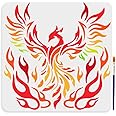Amazon.com : MAYJOYDIY Fire Phoenix Stencil 11.8x11.8inch Large ...